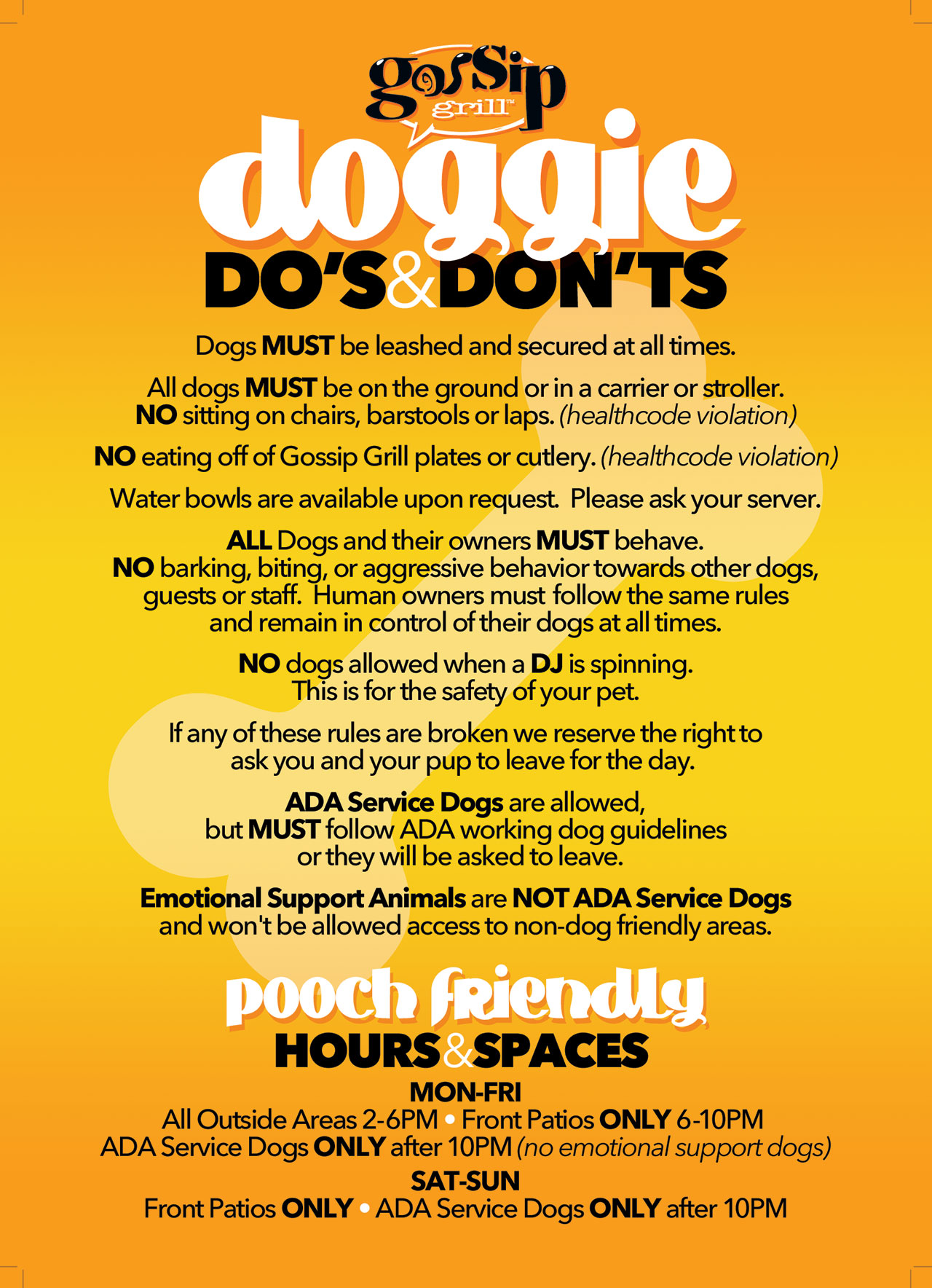 Doggie Rules - Gossip Grill